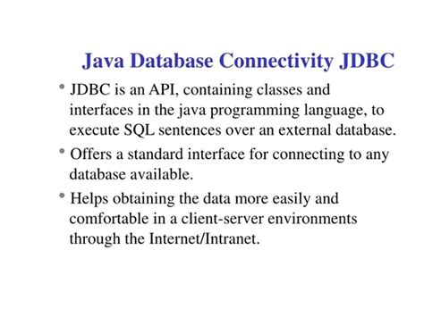 Ppt Java Database Connectivity Jdbc Guide Powerpoint Presentation Free Download Id9648446