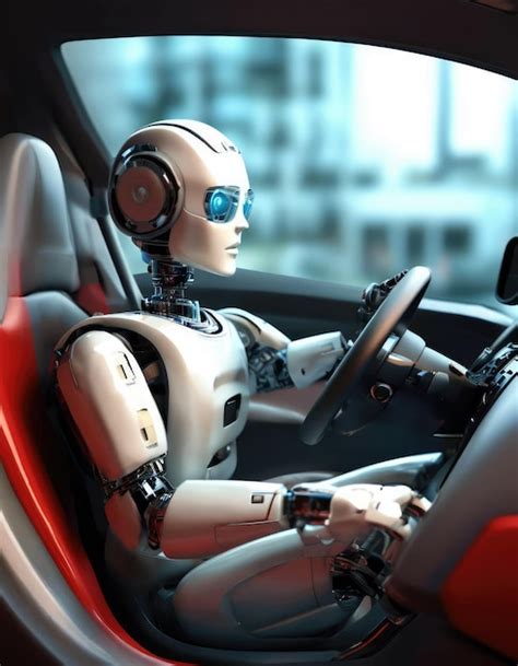 Robot Driving Car 3d Premium Ai Generated Image