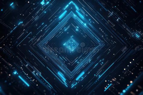 Abstract Blue Data Flow Connects Digital Square With Network Technology