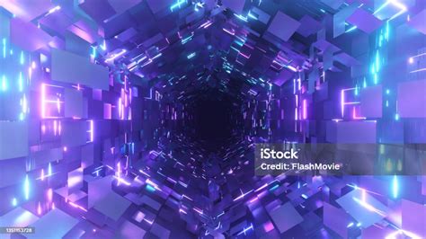 네온 육각형 터널 내부 비행 배경 미래지향적 다각형의 혼란스러운 분포 3d 일러스트레이션 터널에 대한 스톡 사진 및 기타 이미지 Istock