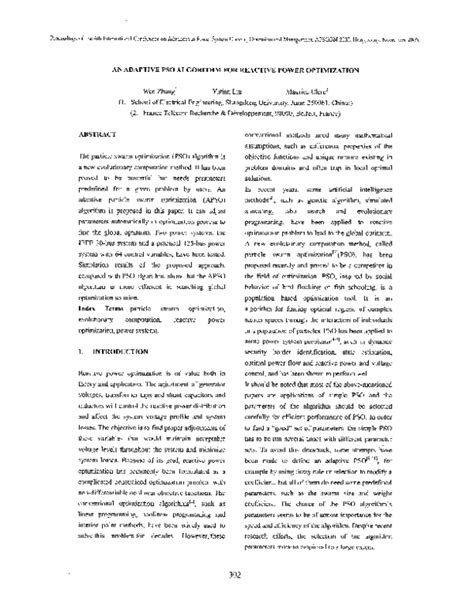 pdf an adaptive pso algorithm for reactive power optimization