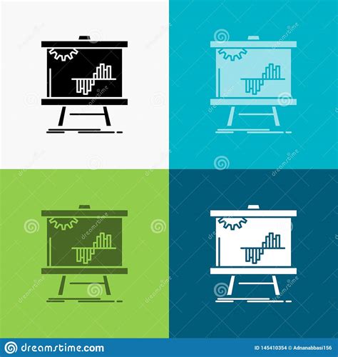 Business Chart Data Graph Stats Icon Over Various Background Glyph Style Design Designed