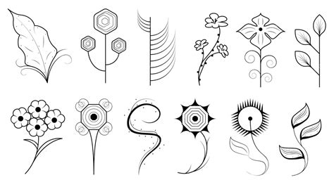 Premium Vector Set Doodle Elements Hand Drawn Collection Botanic Herbal Flora Leaf Branch Vine