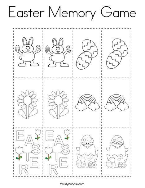 Easter Memory Game Coloring Page Twisty Noodle