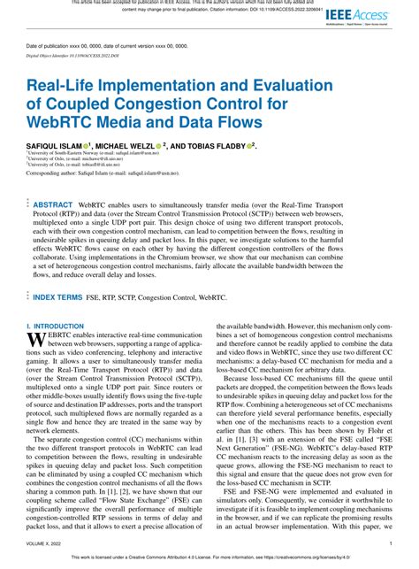 Pdf Real Life Implementation And Evaluation Of Coupled Congestion