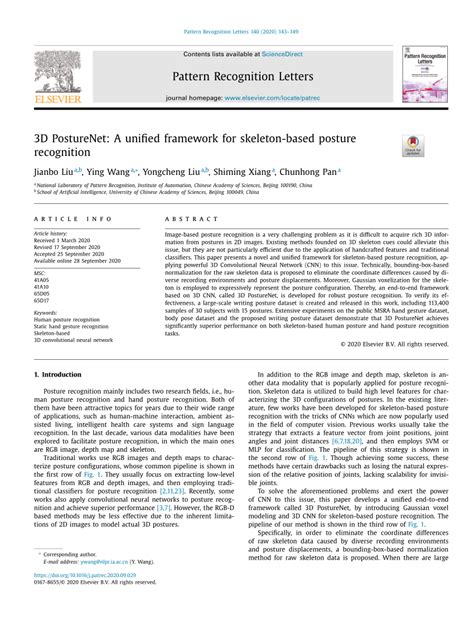 Pdf 3d Posturenet A Unified Framework For Skeleton Based Posture Recognition