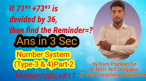 Complete Concept Of Number System Type 3and4 Part 2 Numbersystem Remindertheorem Unitdigit