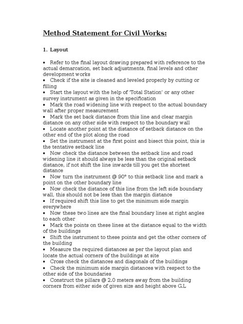 Method Statement For Civil Works Masonry Concrete