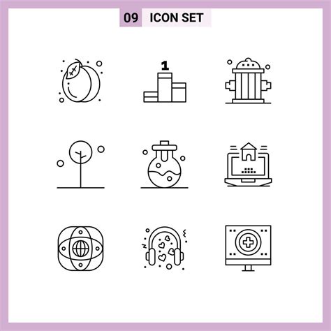 Universal Icon Symbols Group Of 9 Modern Outlines Of Laboratory