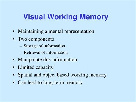 ppt visual working memory powerpoint presentation free download id