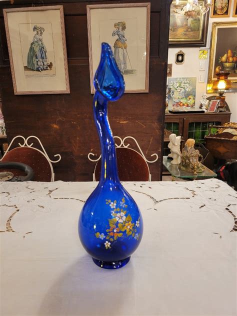 앤틱 핸드메이드 유리 화병 엔틱 세컨웨어