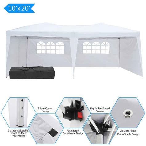 Ubesgoo Easy Pop Up Canopy Party Tent 10 X 20 Feet White With 4