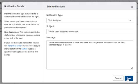 Add And Customize Assignment Notifications Bigtime Software