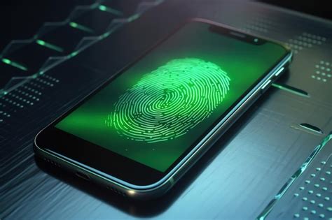 Premium Ai Image Mobile Phone Illustration With Fingerprint On Screen Data Security Concept