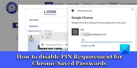 how to disable pin requirement for chrome saved passwords