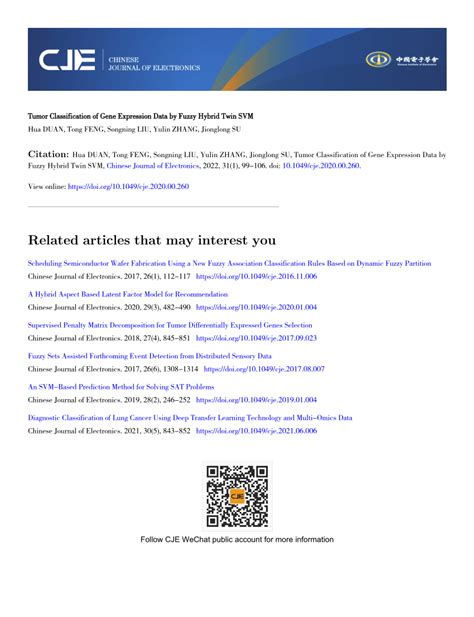 Pdf Tumor Classification Of Gene Expression Data By Fuzzy Hybrid Twin Svm