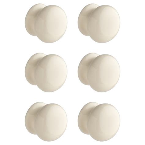 Round Ceramic Cabinet Knobs Ivory Pack Of 6 Hiatt