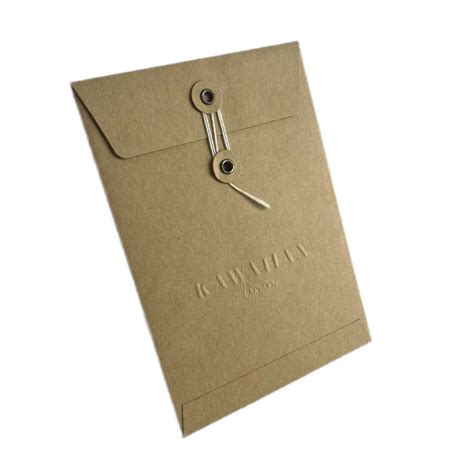 Custom A5 A6 Kraft Paper Document Packaging Envelope Embossed Logo Luxury Brown Recycled