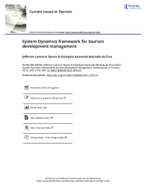 Pdf System Dynamics Framework For Tourism Development Management
