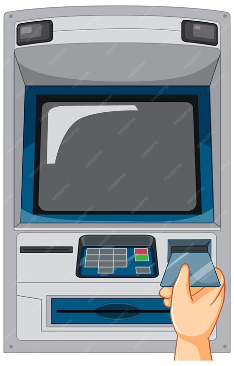 흰색 배경에 고립 된 Atm 기계 무료 벡터
