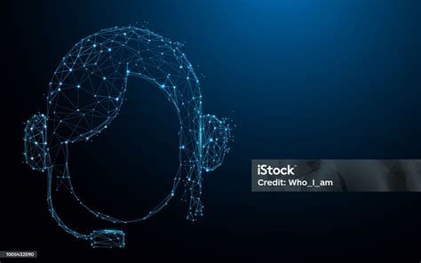 고객 서비스 아이콘 형태로 라인 삼각형 및 입자 스타일 디자인 일러스트 벡터 고객 서비스 담당자에 대한 스톡 벡터 아트 및 기타 이미지 고객 서비스 담당자 로우 폴리곤