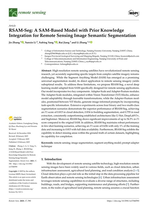Pdf Rsam Seg A Sam Based Model With Prior Knowledge Integration For Remote Sensing Image