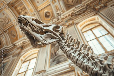 A Close Up Photograph Of The Diplodocus Head And Neck Skeleton Viewed