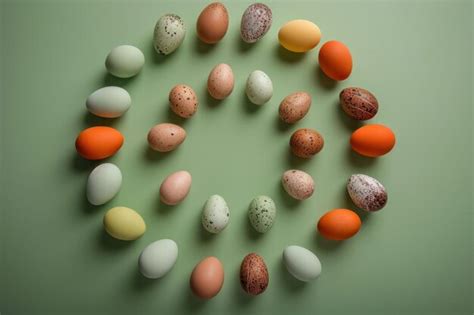 Premium Photo A Circle Of Eggs On A Green Background