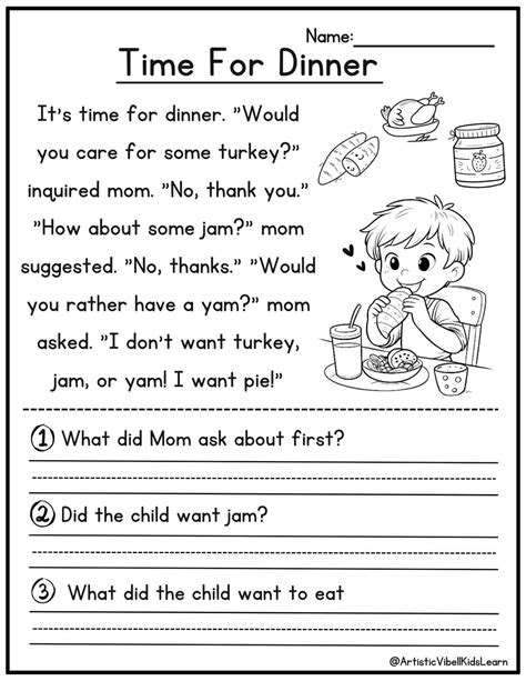 50 Kindergarten 1st Grade Reading Comprehension Passages Worksheets