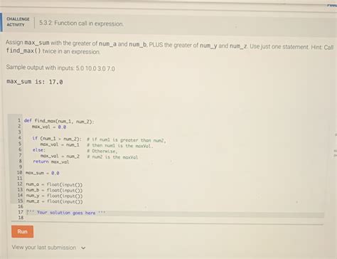 Solved 532 Function Call In Expression Challenge Activity 532 Course Hero