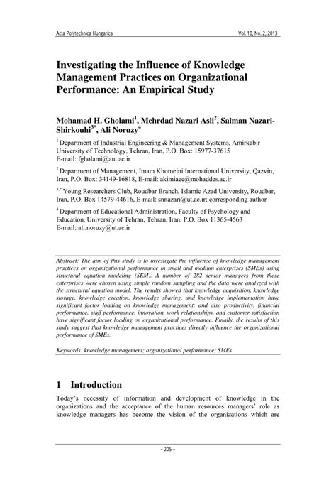 Pdf Investigating The Influence Of Knowledge Management Practices On