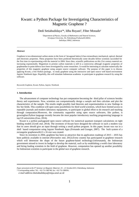 Pdf Kwant A Python Package For Investigating Characteristics Of