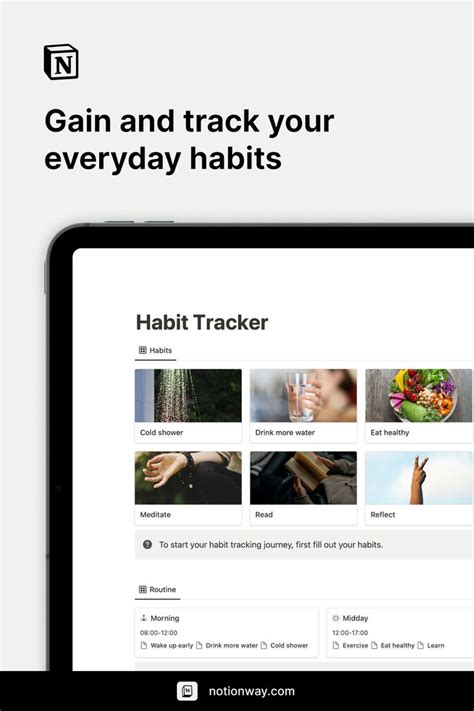 Notion Habit Tracker Habit Tracker Notions Journal Template