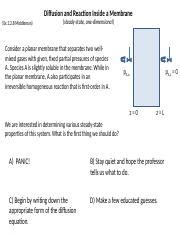 Understanding Diffusion And Reaction In Membranes Steady State Course Hero