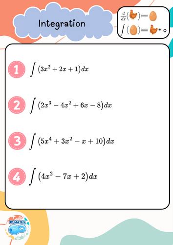 integrating polynomial functions worksheets and answers teaching