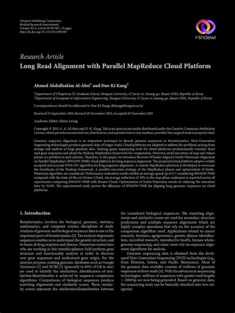 Pdf Research Article Long Read Alignment With Parallel Journalsbmri
