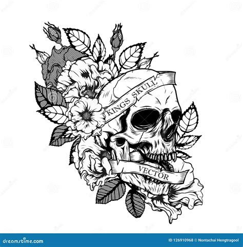 Skull And Rose Tattoo