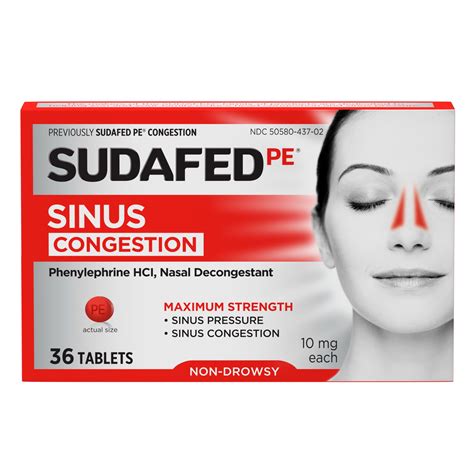 Sudafed Pe Sinus Congestion Relief Maximum Strength Phenylephrine Hci