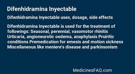 Difenhidramina Inyectable Uses Dosage Side Effects Food Interaction