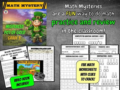 3rd Grade St Patricks Day Math Activity St Patricks Day Math Mystery