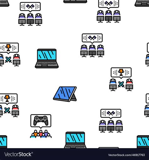 Game Pc Gamer Computer Online Seamless Royalty Free Vector