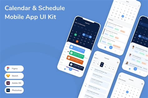 日历和日程表移动应用app Ui Kit Sketch Fig Psd Xd 云瑞设计