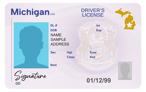 Michigan Drivers License Isolated On White Background Person Driver