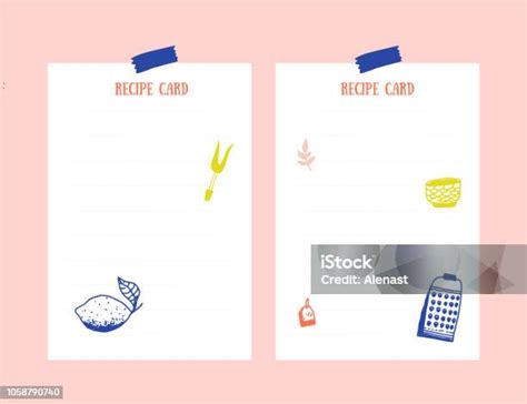 현대 조리법 카드 템플릿 요리 책에 대 한 설정입니다 메뉴 벡터 일러스트 레이 션 요리책에 대한 스톡 벡터 아트 및 기타 이미지