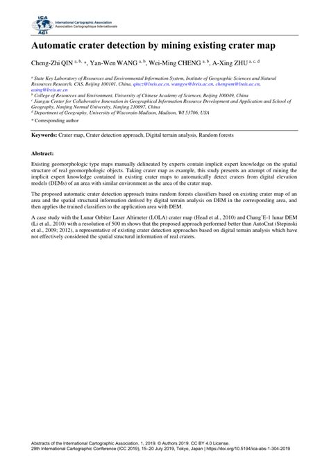 Pdf Automatic Crater Detection By Mining Existing Crater Map