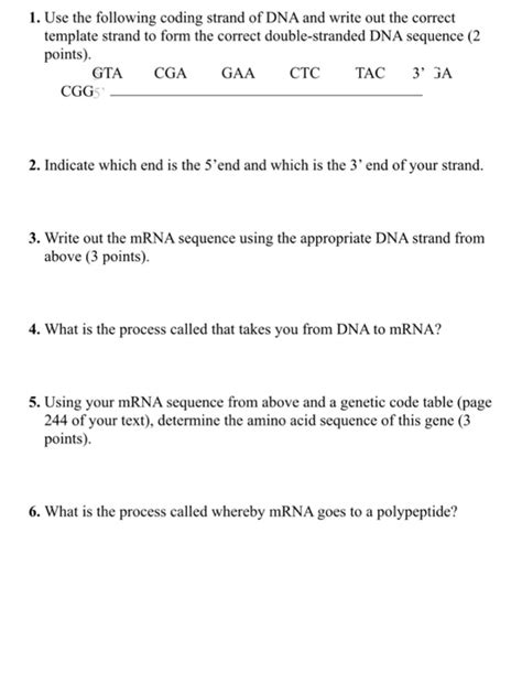 Use The Following Coding Strand Of DNA And Write Out Chegg