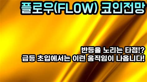 플로우flow 코인전망 반등을 노리는 타점 급등 초입에서는 이런 움직임이 나옵니다 Youtube
