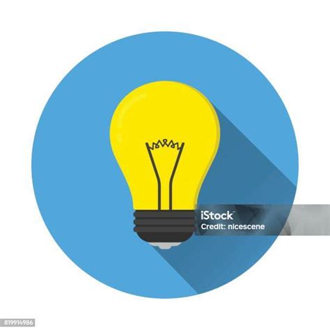 긴 그림자 아이콘 라이트 전구입니다 벡터 일러스트 레이 션 평면 아이콘 디자인입니다 0명에 대한 스톡 벡터 아트 및 기타 이미지