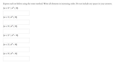Solved Express Each Set Below Using The Roster Method Write