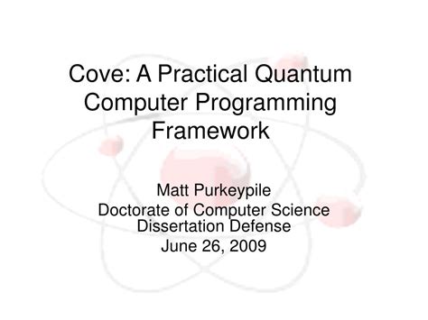 Ppt Cove A Practical Quantum Computer Programming Framework